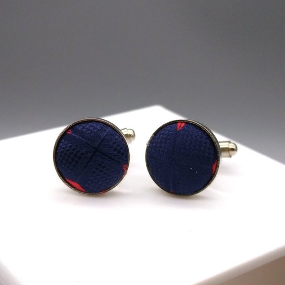 Accessories | Vintage Fabric Cufflinks Made From Ties In Silver Tone ...